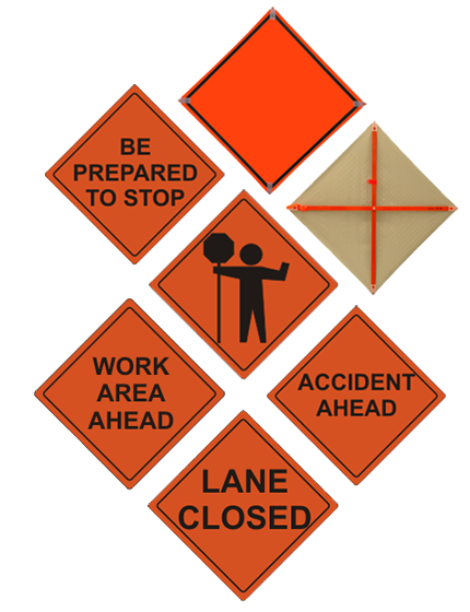 48" x 48" Heavy Duty Roll-Up Construction Signs | Traffic Safety Store